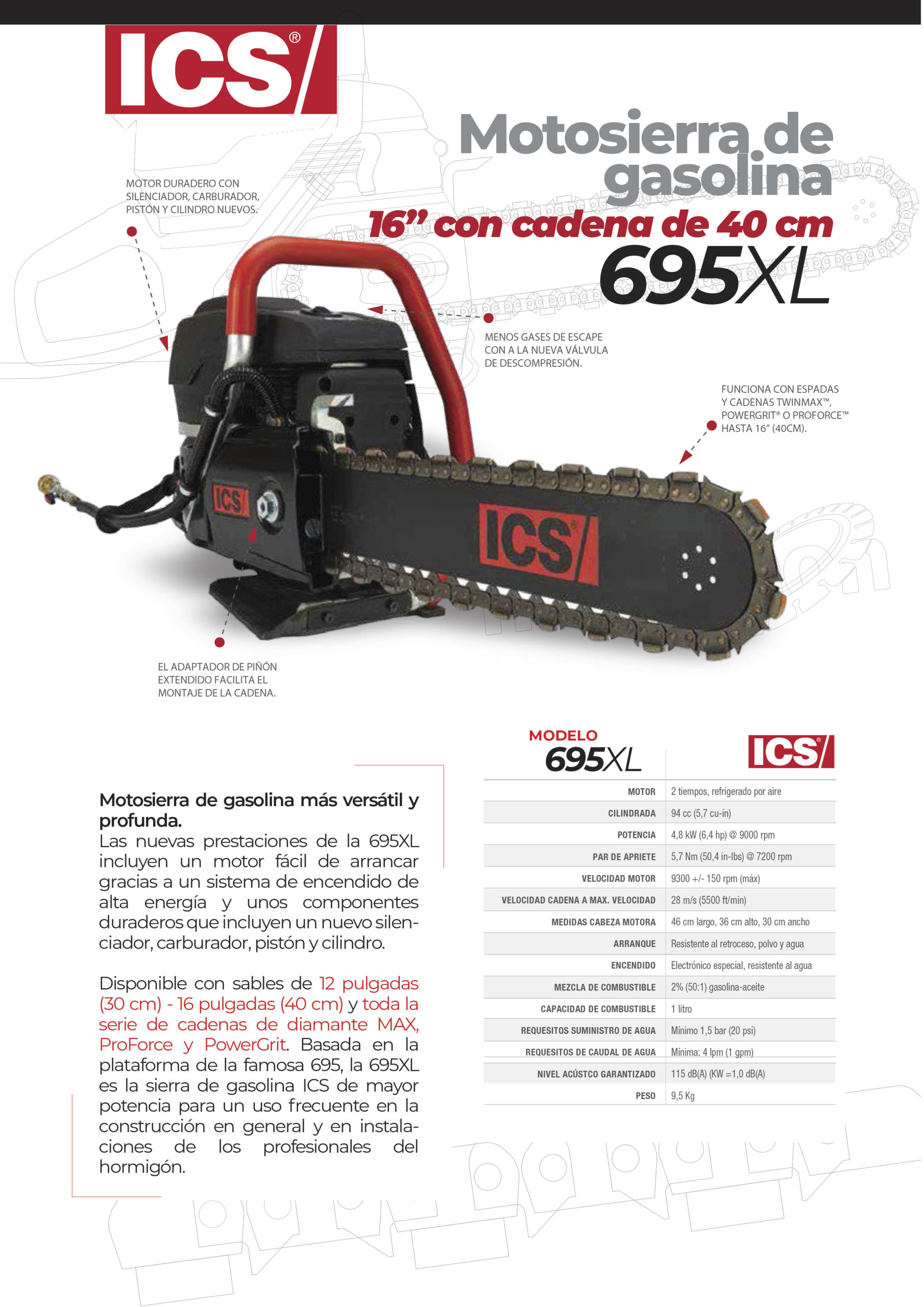 Motosierra ICS 695XL - Marathon Diamond